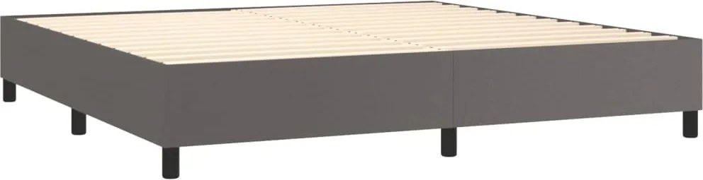 Box spring postel s matrací a LED šedá 200x200 cm umělá kůže 3135967