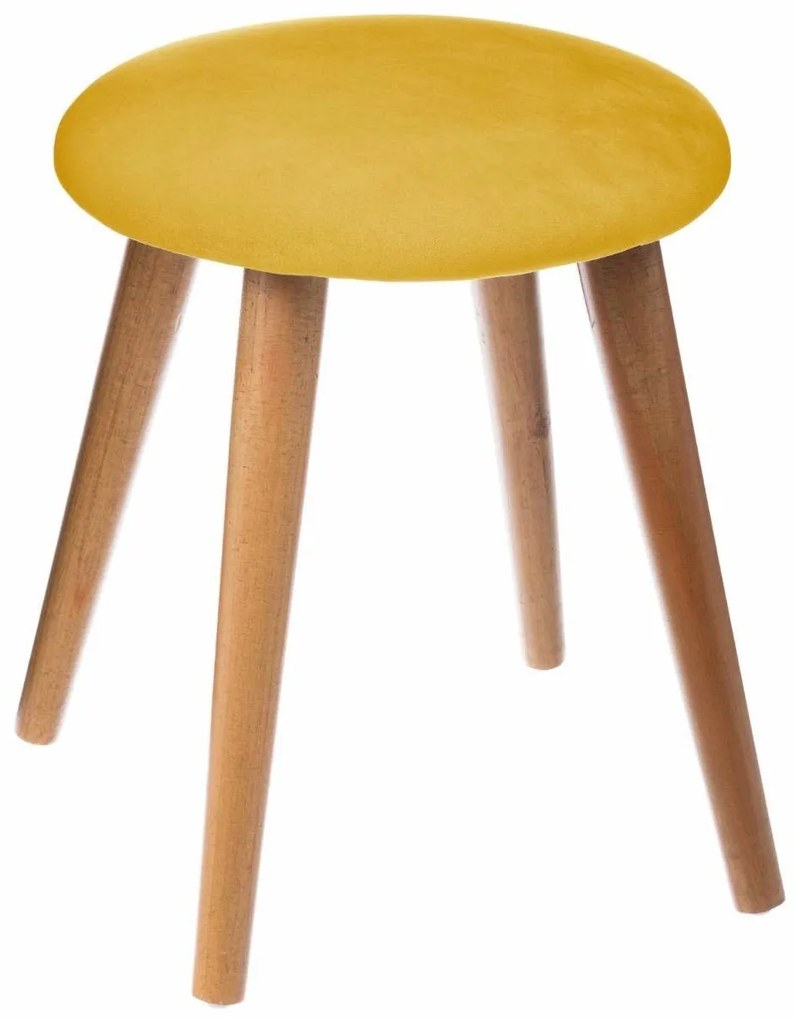 Kulatá stolička, taburet v originální hořčičné barvě oživí každou místnost