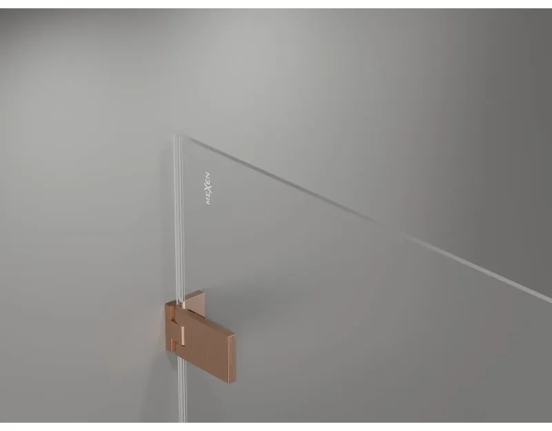 Mexen Lunar-F, skopný sprchový kout pravý 80 x 80 cm, 8mm čiré sklo, profil měděná matná, 836-080-080-65-00-P