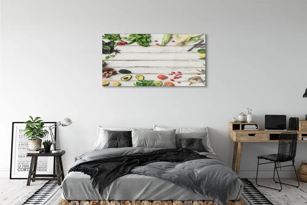 akrylový obraz Špenát Avokádo Corn 125x50 cm