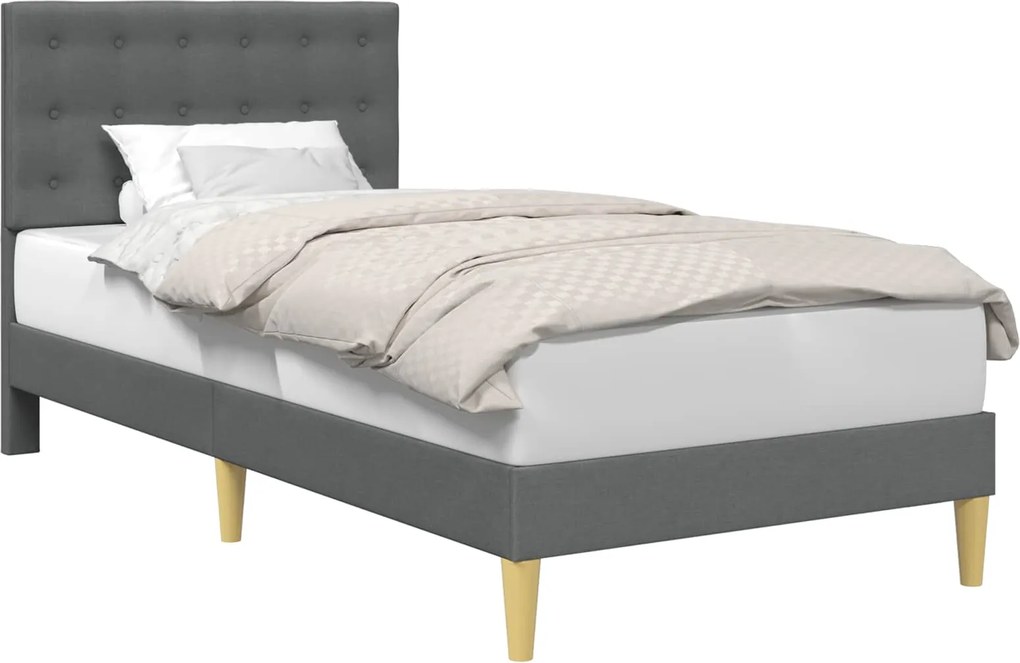 Rám postele s čelo Tmavě šedá 90 x 190 cm Textil 3414684