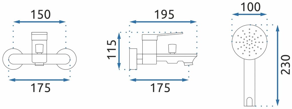 Rea Viral, vanová baterie s ruční sprchovou soupravou, chromová, REA-B2021