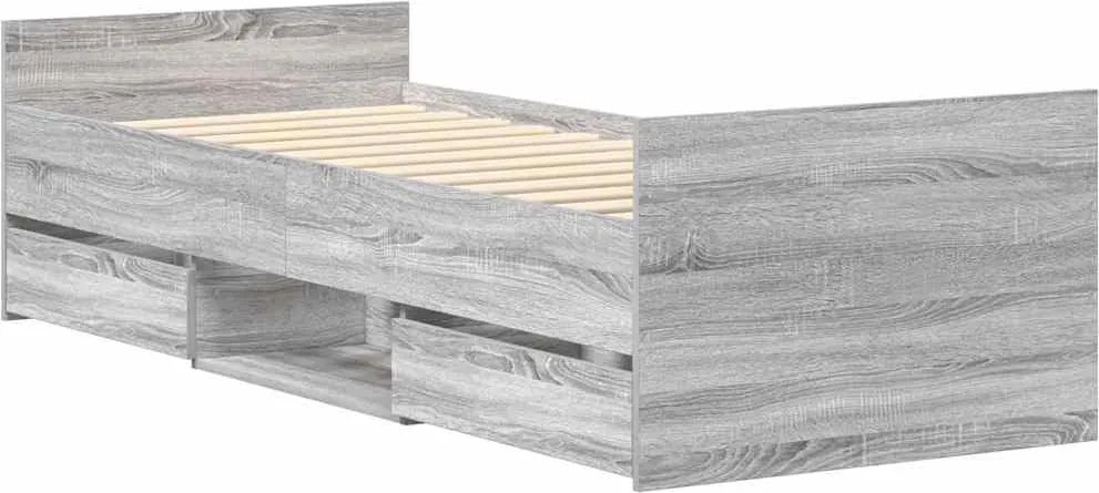 Rám postele s hlavovým a nožním čelem šedý sonoma 90 x 200 cm 3203808