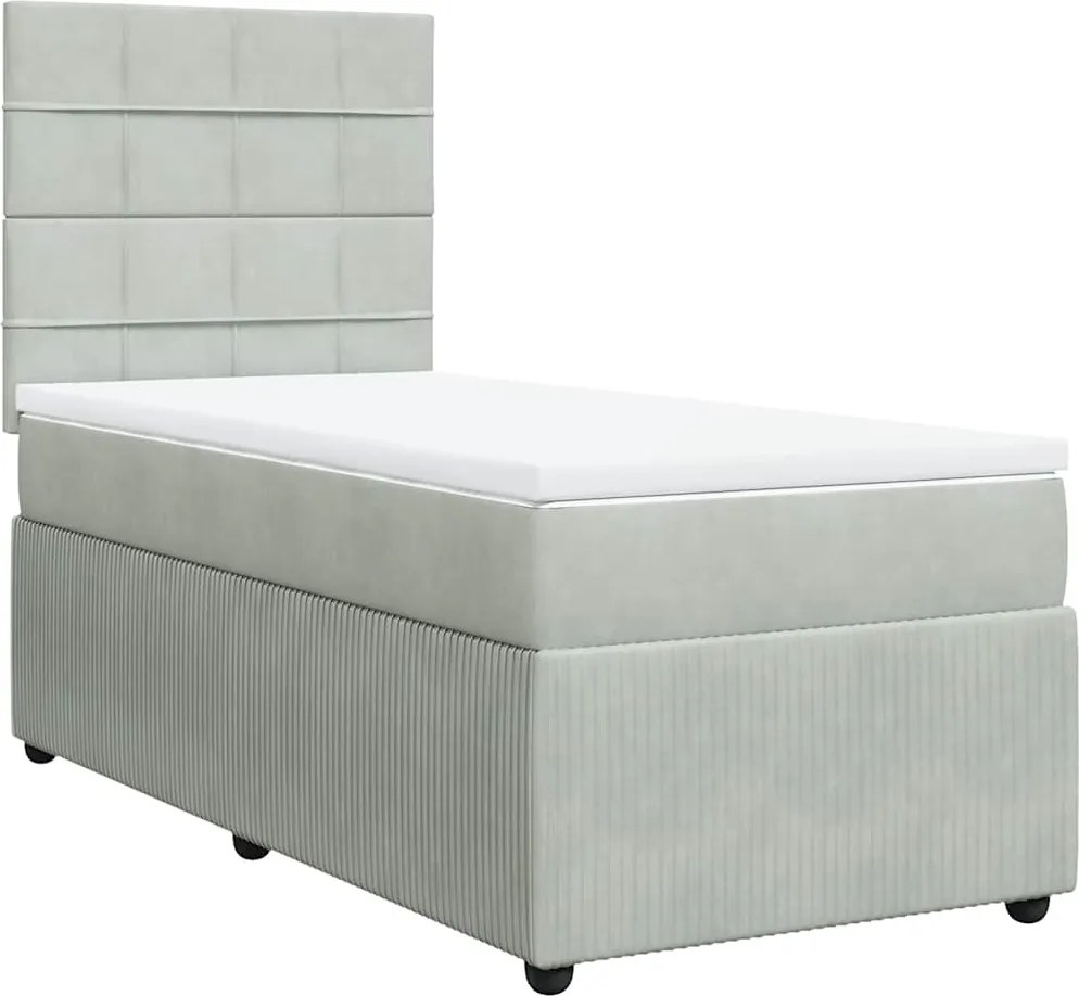 Box spring postel s matrací světle šedá 90x190 cm samet 3294514