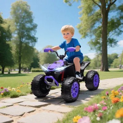 AIYAPLAY Dětský elektro quad, 24V elektrické vozidlo se 4 koly, světlomet, USB port, MP3 funkce, 6,5 km/h, 3-8 let 370-412V90VT