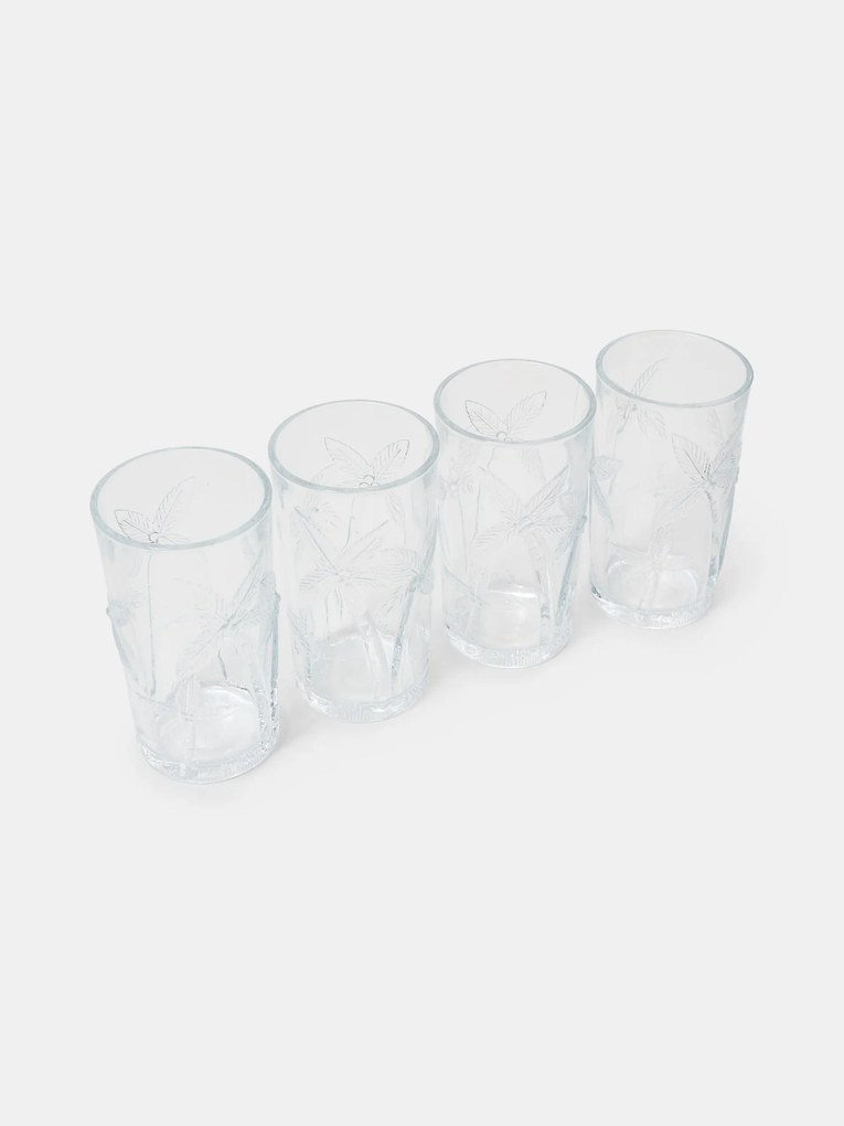Sinsay - Sada sklenic s reliéfním vzorem palem 4 pack - clear