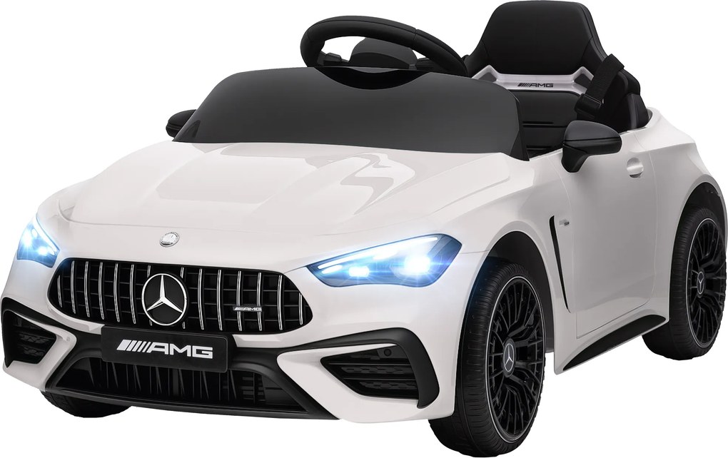 AIYAPLAY Dětské elektrické auto, design Mercedes, 12V motory, dálkové ovládání, LED světla, hudba, pro děti 3-6 let, bílé