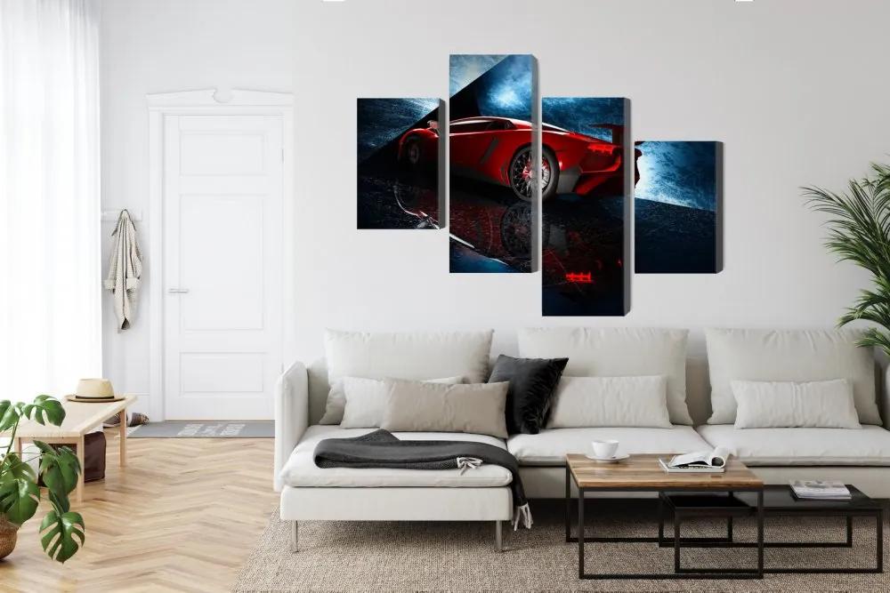 Vícedílný obraz Sportovní Auto Na Abstraktní Pozadí Nedostatek Nedostatek Plátno Canvas 120x75
