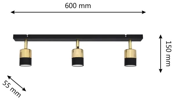 LED Bodové svítidlo TUBSSON 3xGU10/4,8W/230V černá/zlatá