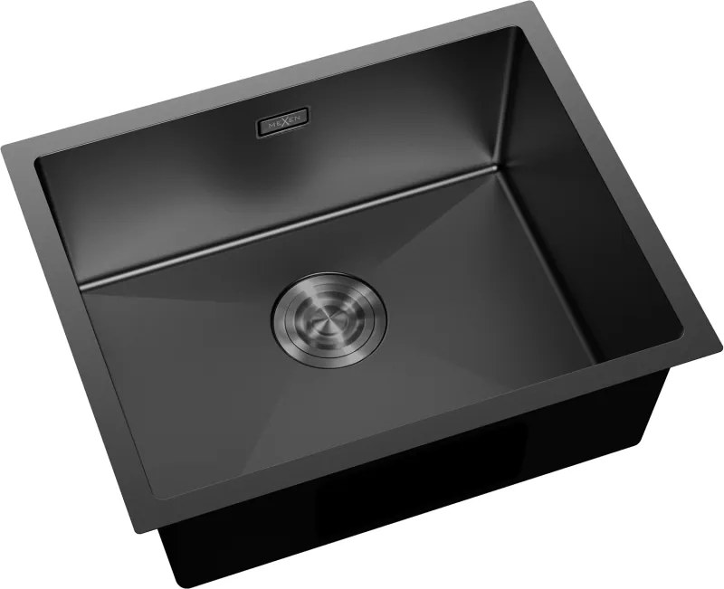 Mexen Trixo, 1-komorový nerezový dřez 540 x 440 mm, černá, 6414541000-70