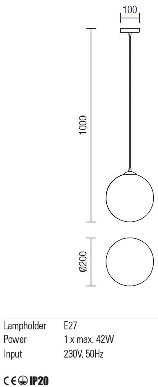 Redo Závěsné svítidlo Ola, ø20cm