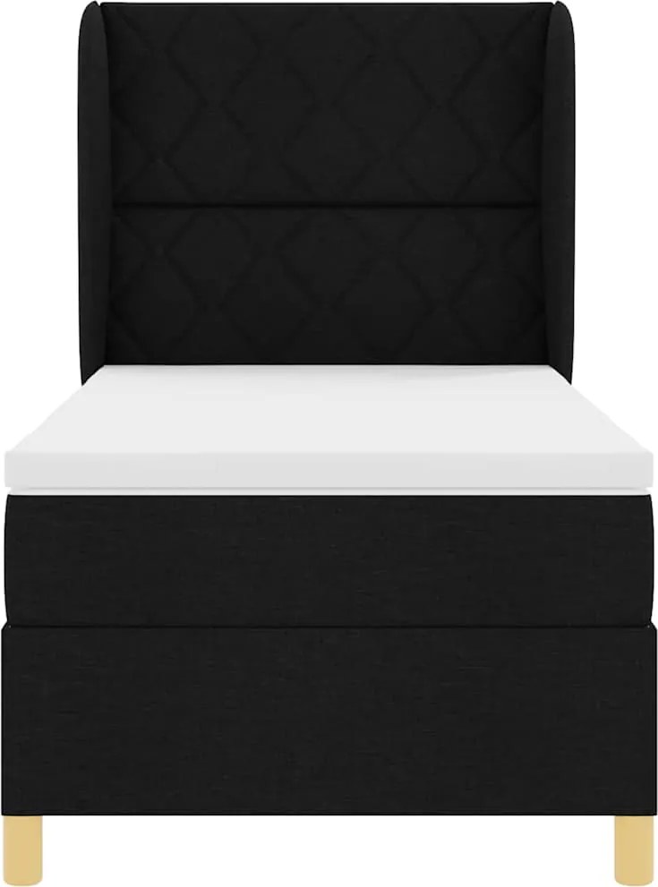 Postel s boxspringem s čelo Černý 200 x 100 cm textil 3340804