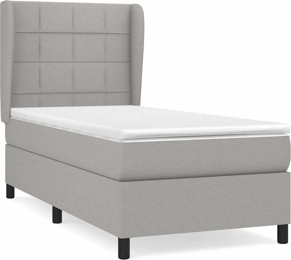 Box spring postel s matrací světle šedá 80 x 200 cm textil 3127917