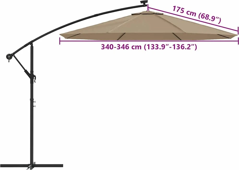 vidaXL Náhradní potah na konzolový slunečník 350 cm [313812] Barva: Černá