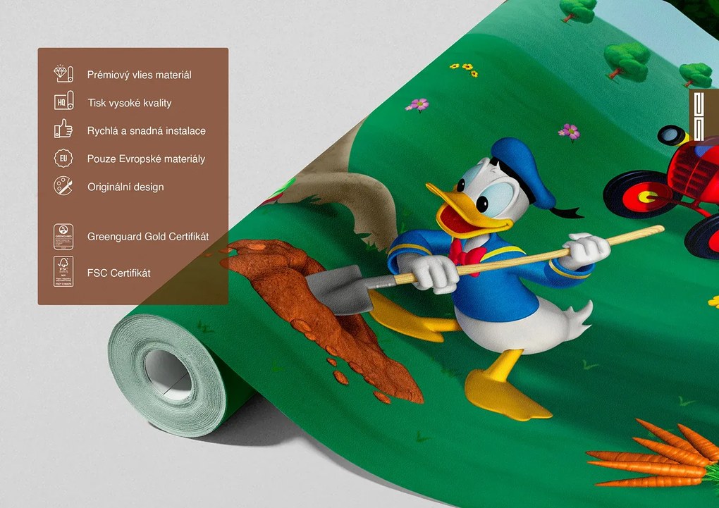 Dětská vliesová fototapeta na zed' Mickey Mouse v zahradě, Disney | 202 x 90 cm | DFTDNH 5321