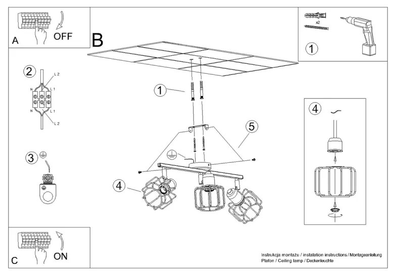 BELUCI 3 Stropní světlo, bílá SL.1113 - Sollux
