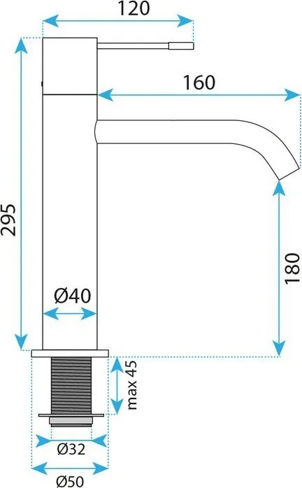Rea Venti, vysoká umyvadlová baterie h-295, chromová, REA-B9780