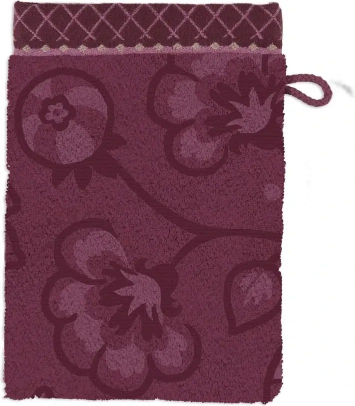 Pip Studio Jasmine Jacquard bavlněná froté žínka tmavě růžová 16x22 cm (Mycí žínka z velmi kvalitního bavlněného froté)