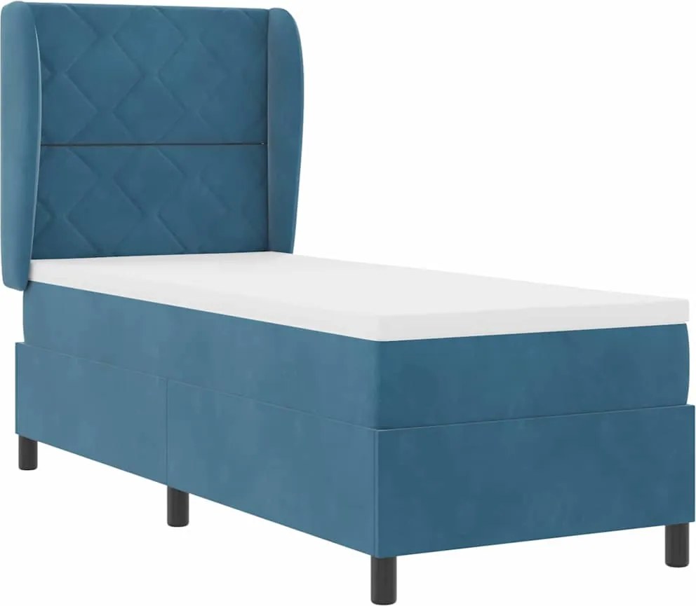Postel s boxspringem s čelo Tmavě modrá 200 x 80 cm samet 3340956