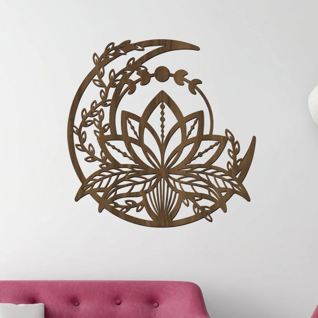 dřevo života Dřevěná dekorace Lotosový měsíc Zvolte rozměr (cm): 40x40, Zvolte barvu dekoru: Bílá