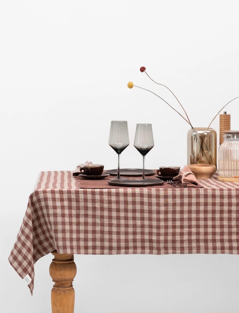 Lněný ubrus Chocolate Gingham