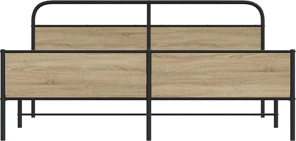 Kovový rám postele bez matrace kouřový dub 193 x 203 cm 3318682