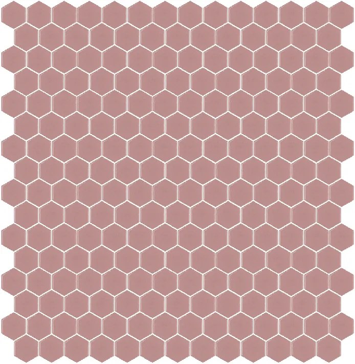 Hisbalit Skleněná mozaika růžová Mozaika 166A SATINATO hexagony 2,3x2,6 (33,33x33,33) cm - HEX166ALH