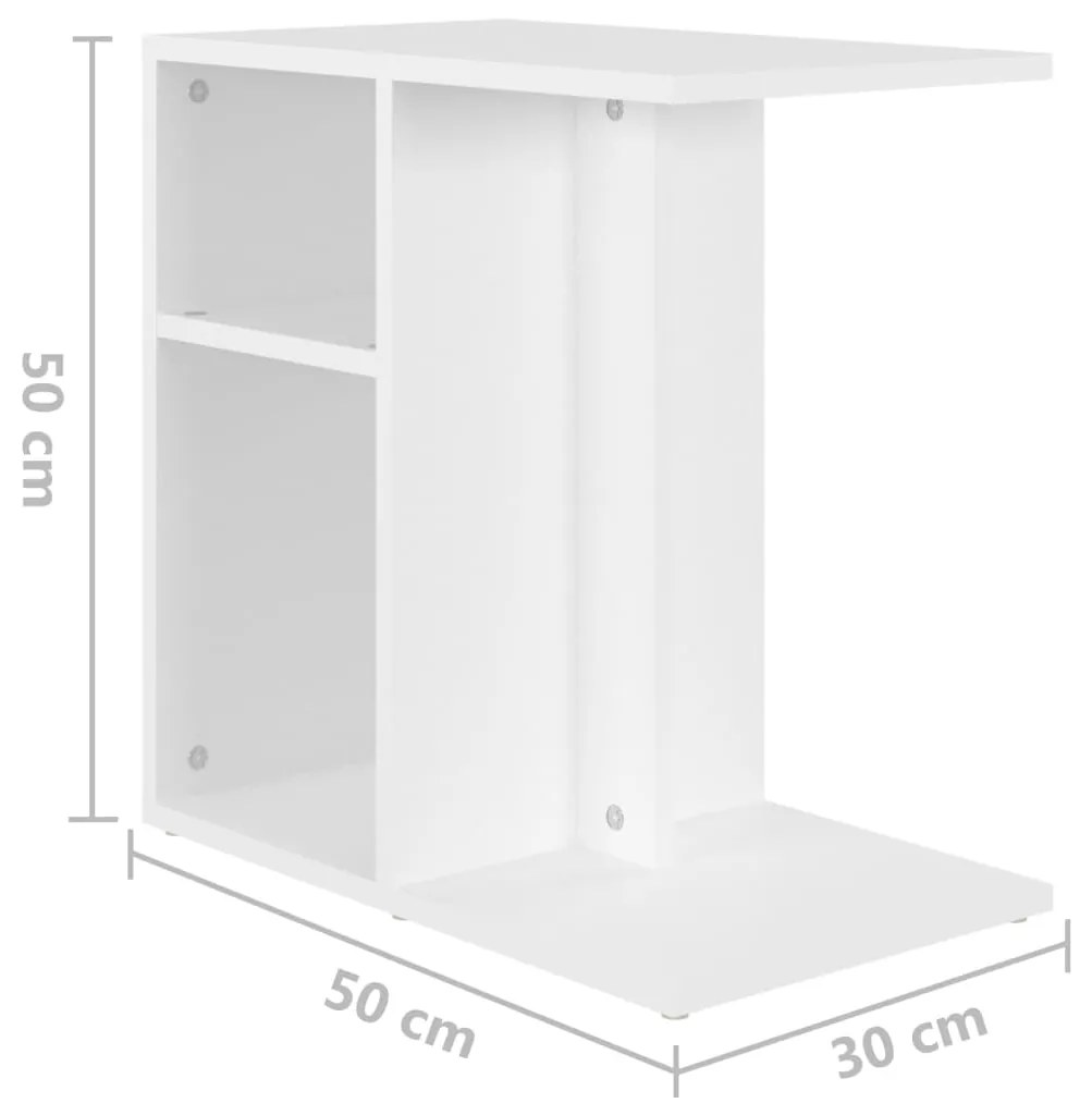 Odkládací stolek bílý 50 x 30 x 50 cm dřevotříska - Default Title