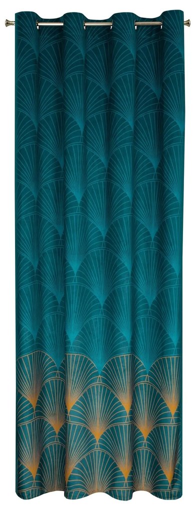 ZATEMŇOVACÍ ZÁVĚS NA KROUŽCÍCH LIMITED COLLECTION LOTOS 140X250 CM TYRKYSOVÁ
