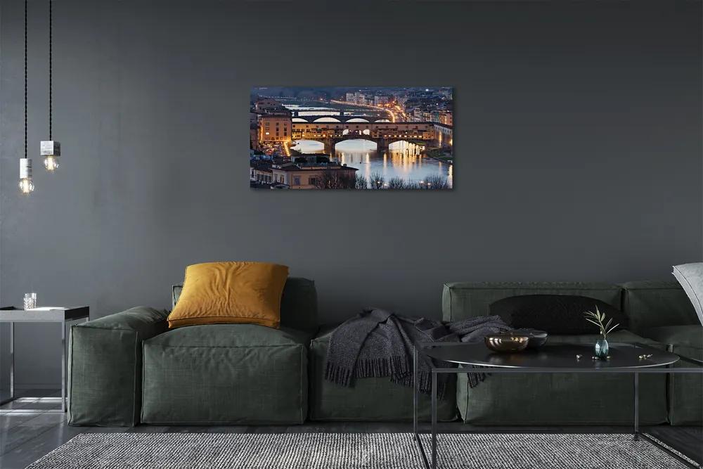 Obrazy na plátně Italy Bridges noc řeka 120x60 cm