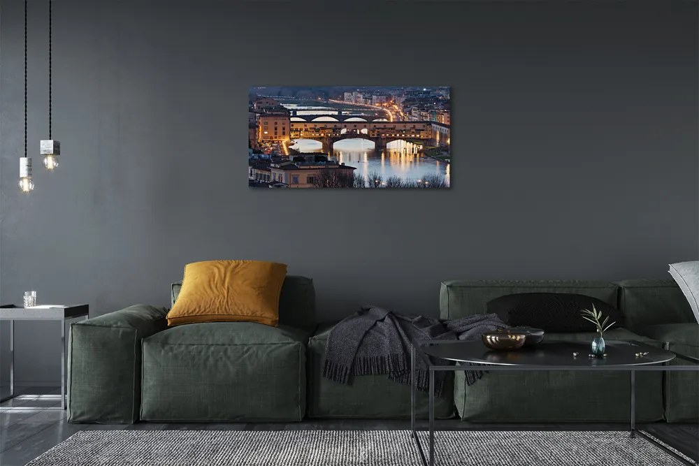 Obrazy na plátně Italy Bridges noc řeka 140x70 cm