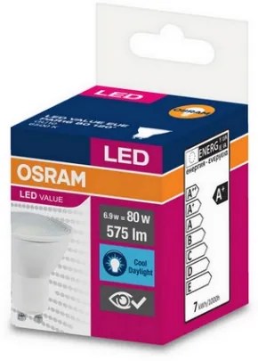 LED žárovka GU10 PAR16 OSRAM VALUE 6,9W (50W) studená bílá (6500K), reflektor 120°