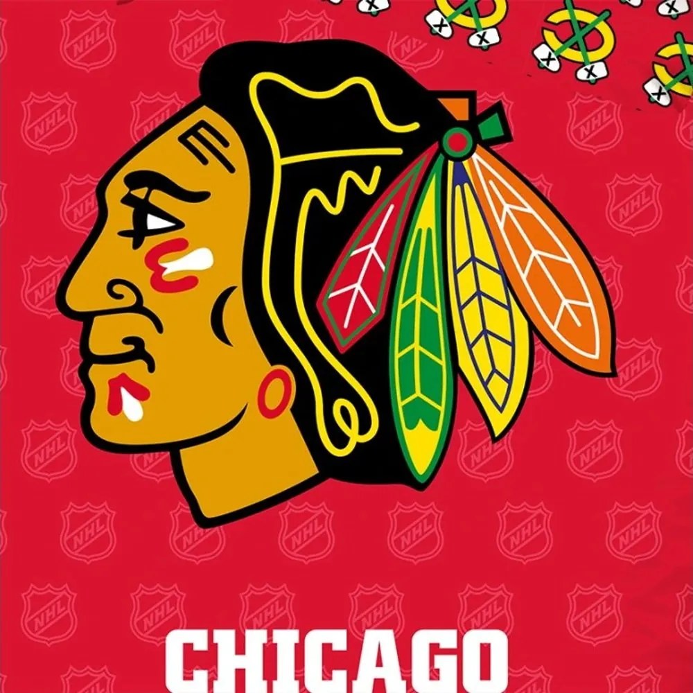 Hokejové ložní povlečení NHL Chicago Blackhawks - motiv Shields - 100% bavlna renforcé - 70 x 90 cm + 140 x 200 cm