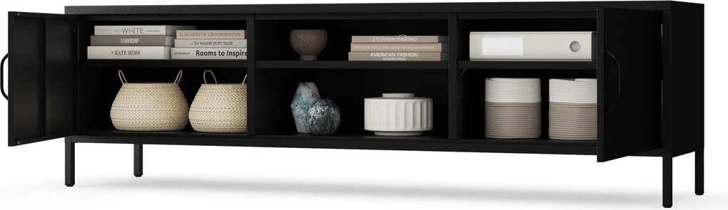 TV stolek kovový široký XL na nožkách, černá, 1700x400x500 mm: ROSARIA