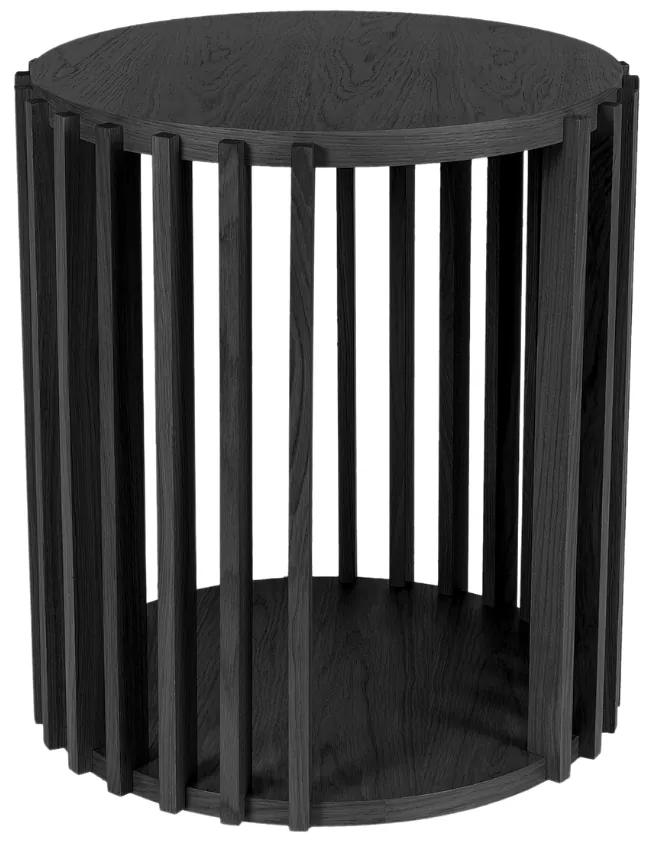 OnaDnes -20% Černý dubový odkládací stolek Woodman Drum 53 cm