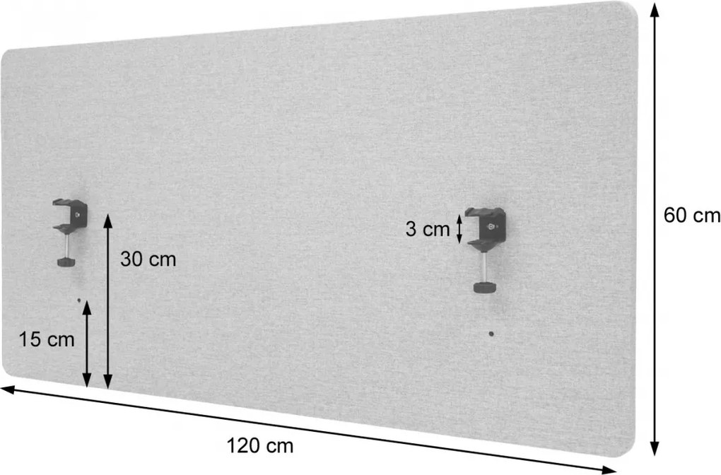 Akustický panel na stůl HWC-G75 - dvoustěnná látka/textil - 60x120 - hnědo-šedá