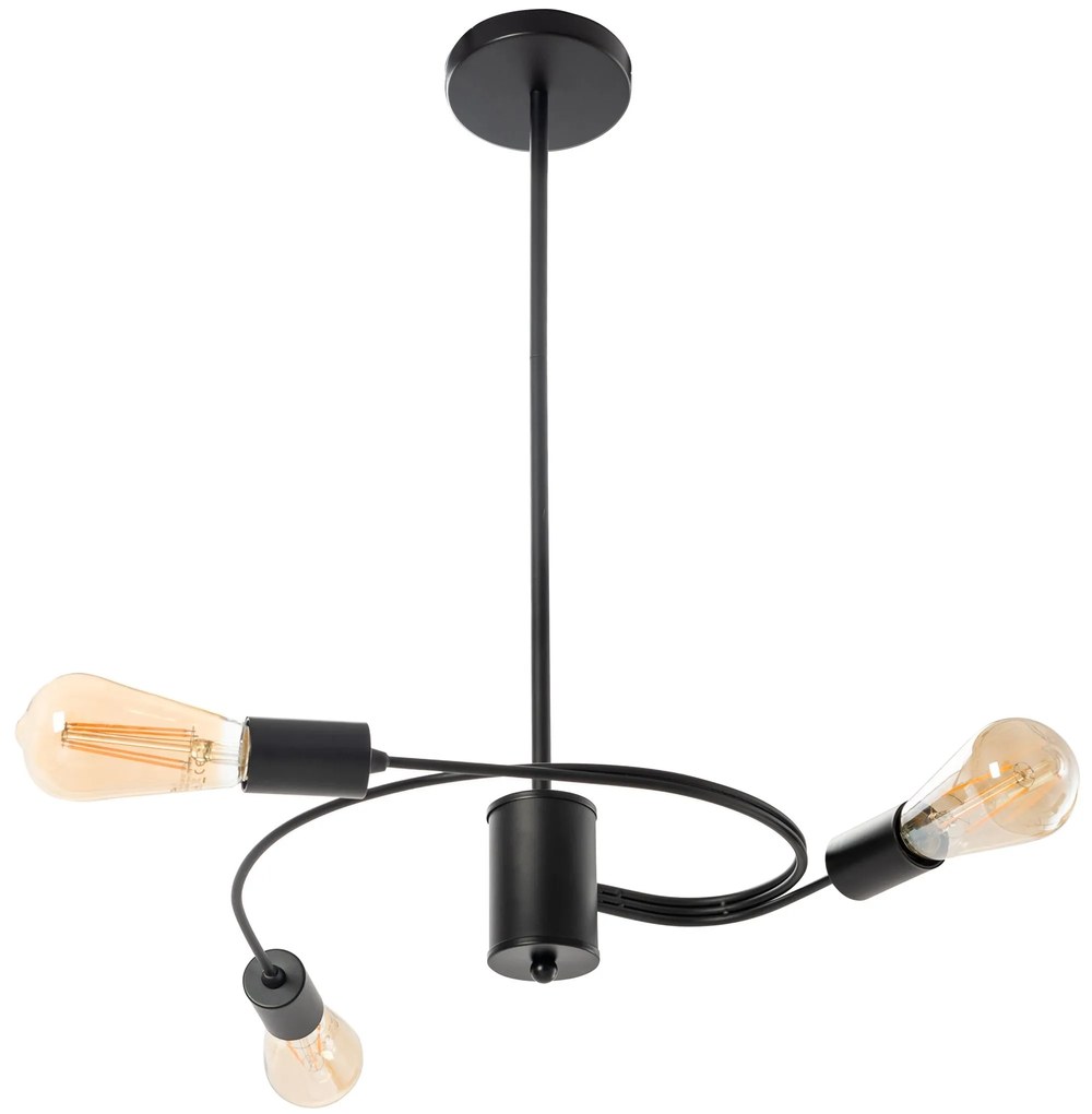 Toolight - Stropní lampa 3xE27 60W APP740-3CP, černá, OSW-01105