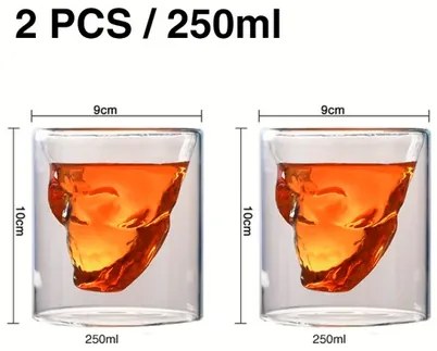 Panákové sklenice ve tvaru lebky Set: 2 ks 250 ml