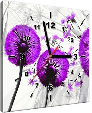 Tištěný obraz s hodinami Krásné fialové pampelišky 30x30cm ZP4026A_1AI