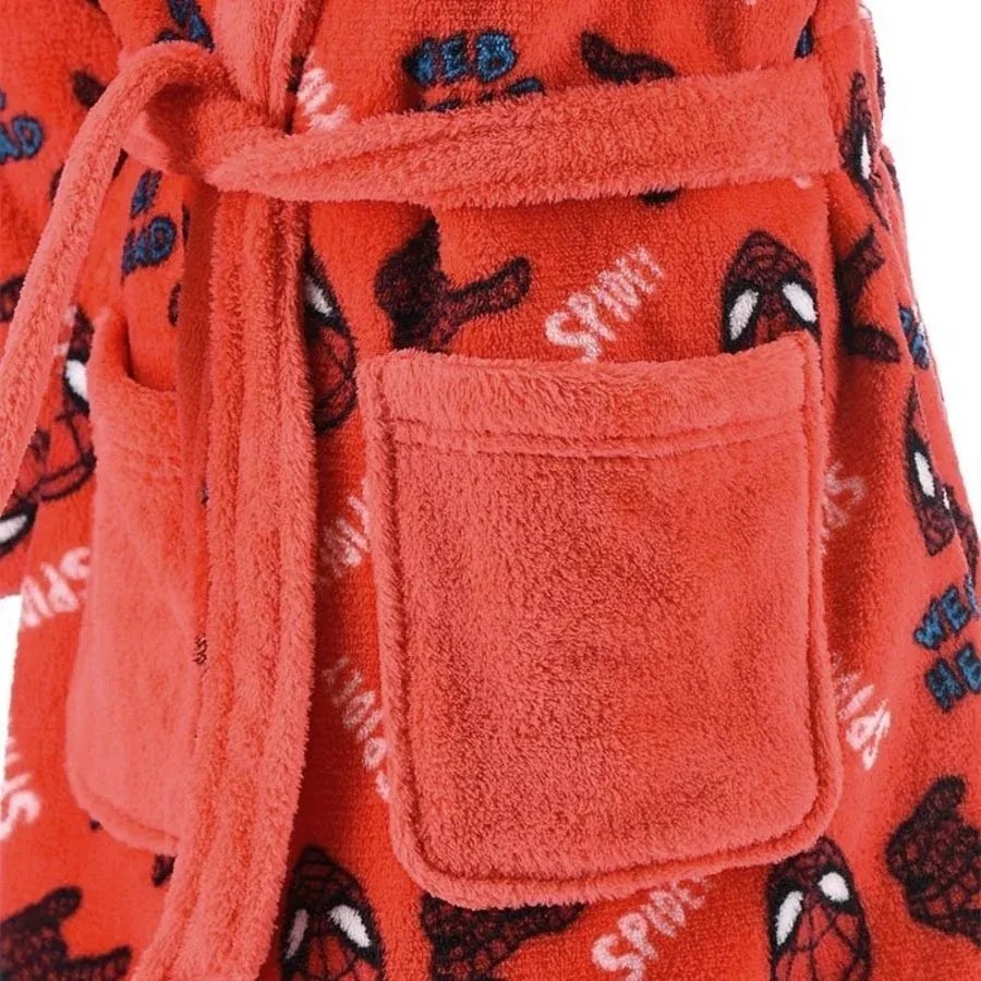 Dětský / chlapecký coral fleece župan s kapucí Spidey, EU 98 Červená
