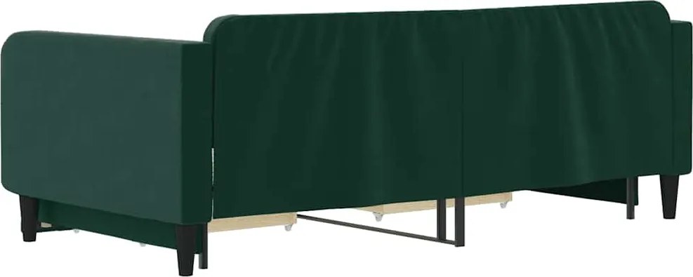 Válenda s přistýlkou a zásuvkami tmavě zelená 100x200 cm samet 3197120