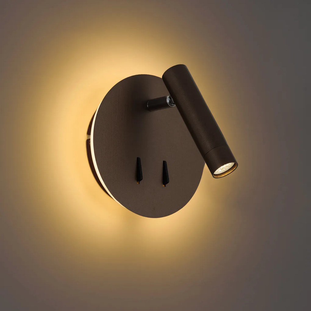 Moderní nástěnné svítidlo tmavě bronzové vč. LED s USB-C - Croft