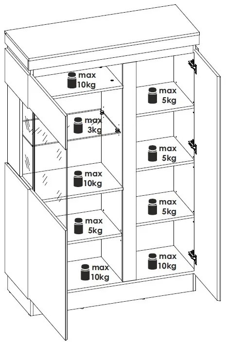 Nízká vitrína Corte, dub coast/tmavě šedá