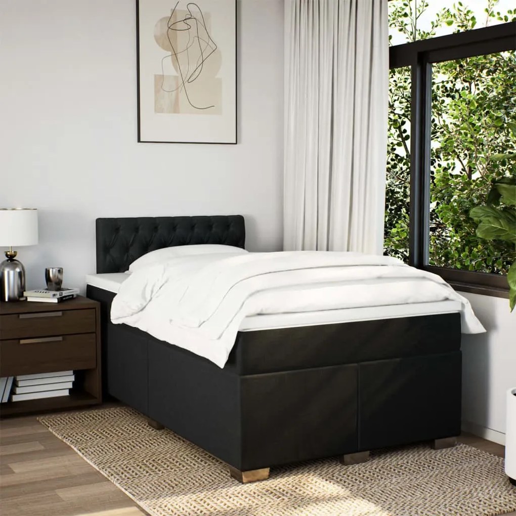 Box spring postel s matrací černá 120x200 cm textil 3285864