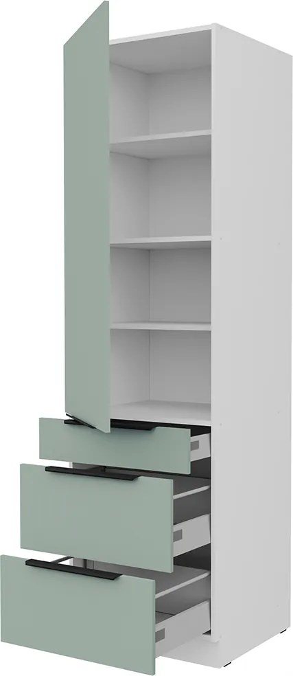 ARIA sb | vysoká skříňka 60 DKS-210 3S1F potravinová | UNI DVÍŘKA | 60 cm | PREMIUM BOX | bílá/aquamarine