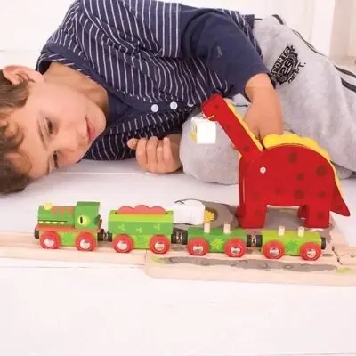 Bigjigs Rail Dinosauří jeřáb / od 3 let / 4 dílky