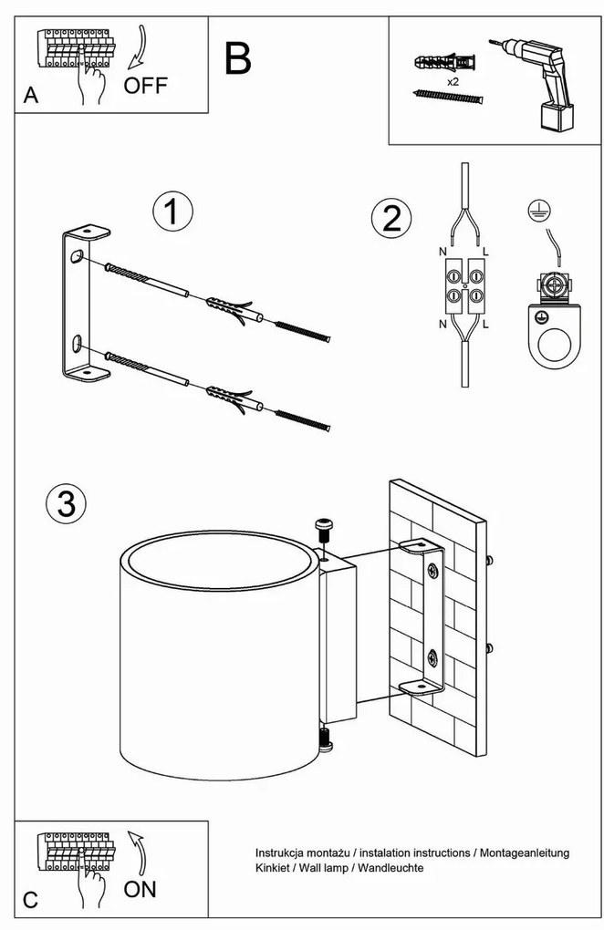 Nástěnné svítidlo Orbis, 1x tmavě šedé kovové stínítko