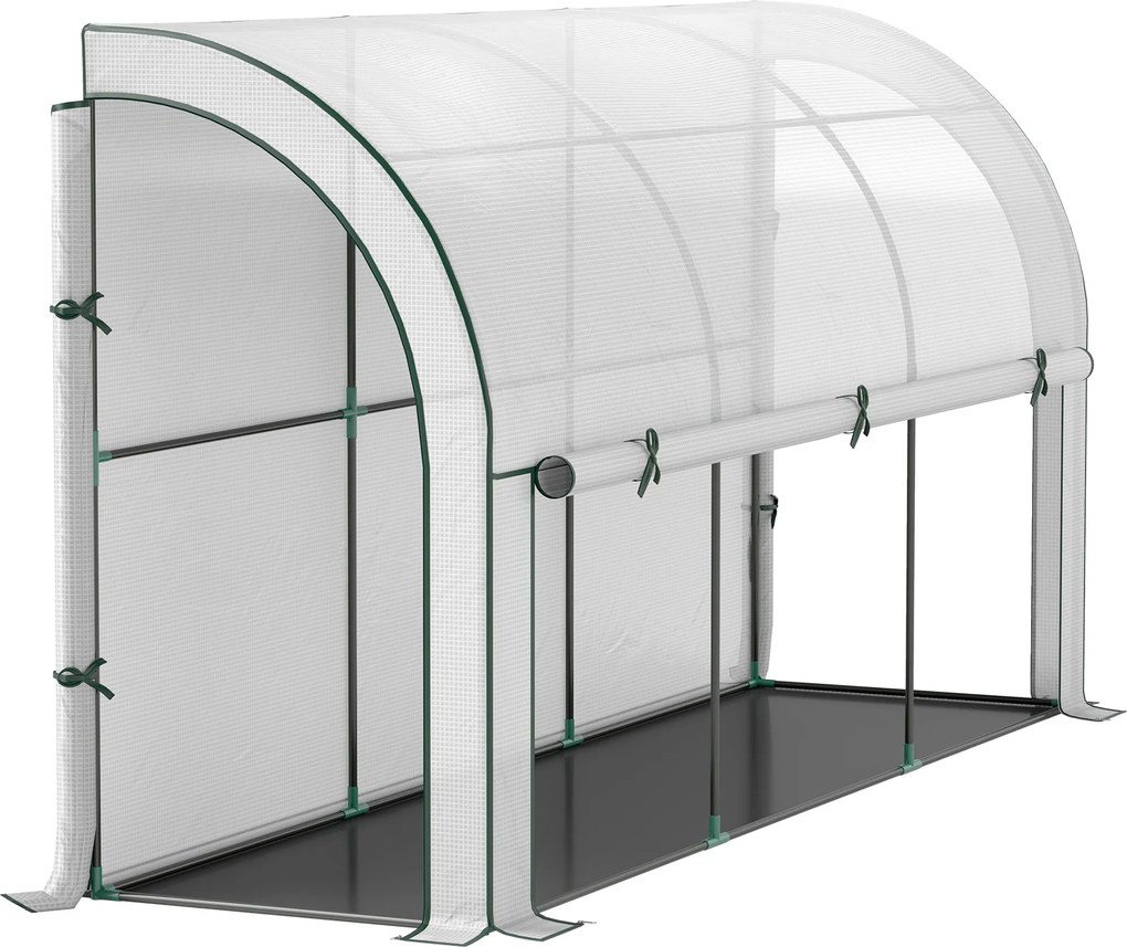 Outsunny skleník s rolovacími dveřmi, zimní skleník z ocelové fólie, skleník na balkon, zahrada, rajčatový skleník s UV ochranou 300x80x157cm rajčato…