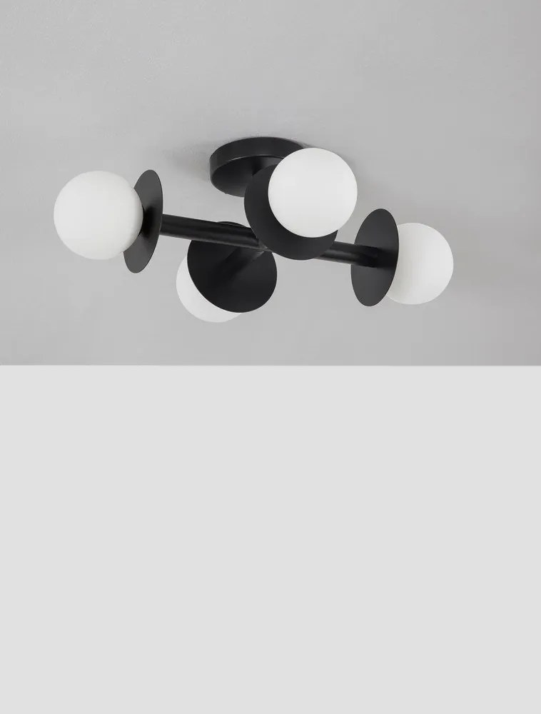 Bílé/černé kovové stropní svítidlo se skleněným stínidlem 37x51 cm Pielo – Nova Luce