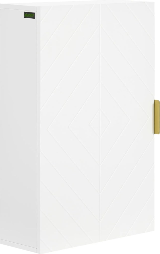 kleankin Moderní závěsný koupelnový kabinet s ocelovou rukojetí a nastavitelnými policemi - 40x15x60 cm - Bílý | Aosom